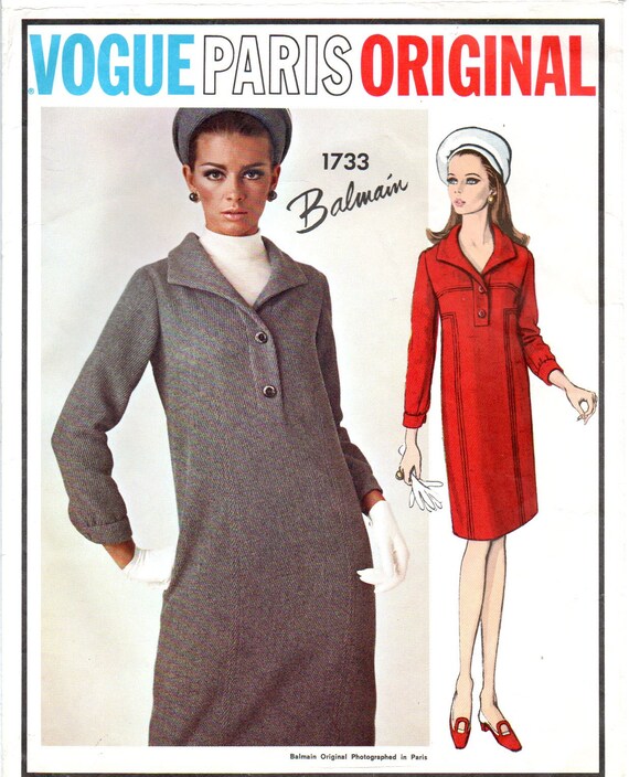 Balmain 1960's Vogue 1733 Paris Original Dress Pattern - Etsy