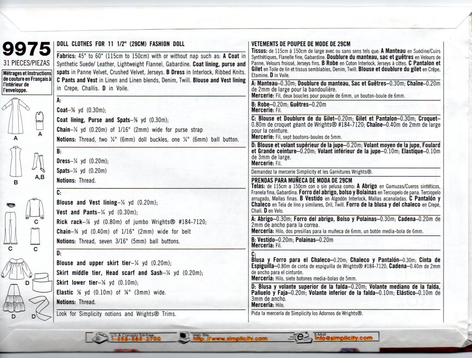 Simplicity 9975 Savvy Seventies Doll Collector's Club - Etsy