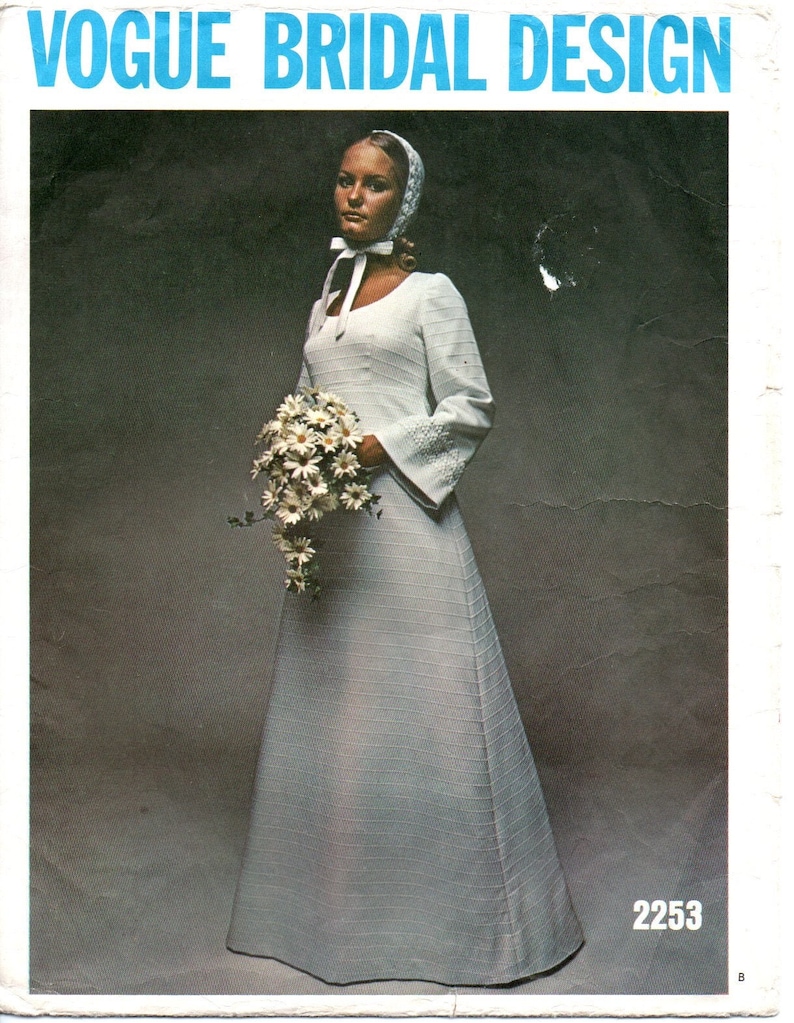 Vintage 70's Vogue 2253 Bridal Gown Wedding Pattern Bust 34 - Etsy