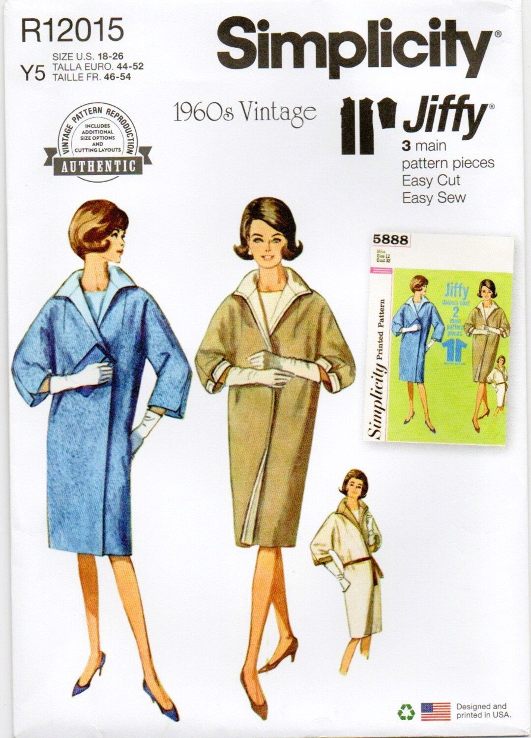 1960's Simplicity 9883 Reissued Pattern Easy Sew Coat Choose Size - Etsy