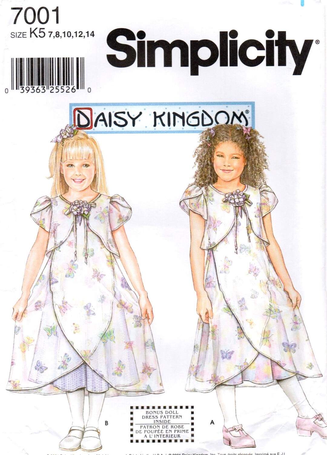Simplicity 7001 Daisy Kingdom Girls Dress and Slip and 18" Doll Outfit ...