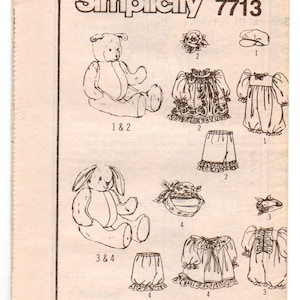Simplicity 7713 Stuffed Bunny and Lamb With Clothes Pattern - Etsy
