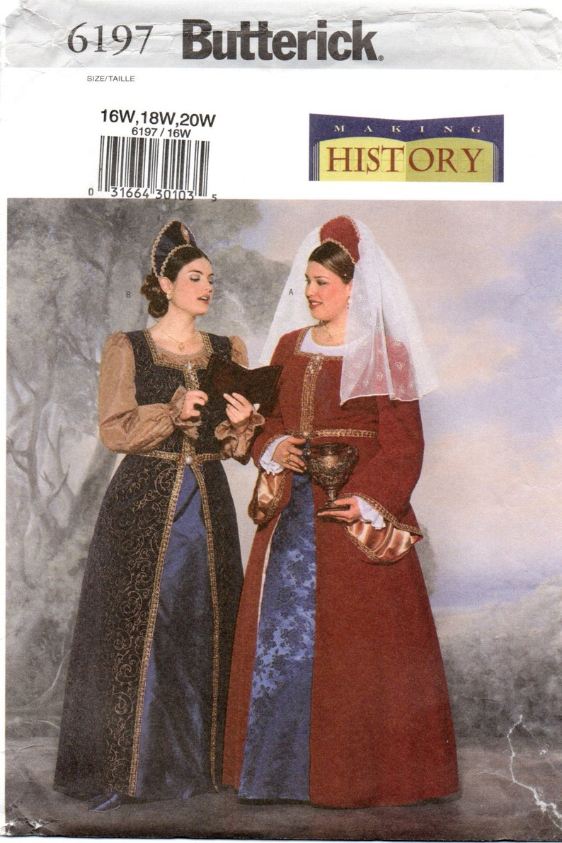 Plus Sizes Renaissance Gown Costume Butterick 6197 Pattern | Etsy
