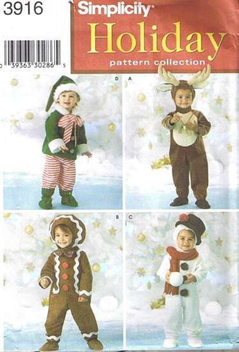 Simplicity 3916 Toddler Christmas Costumes Pattern 1/2-4 Elf - Etsy