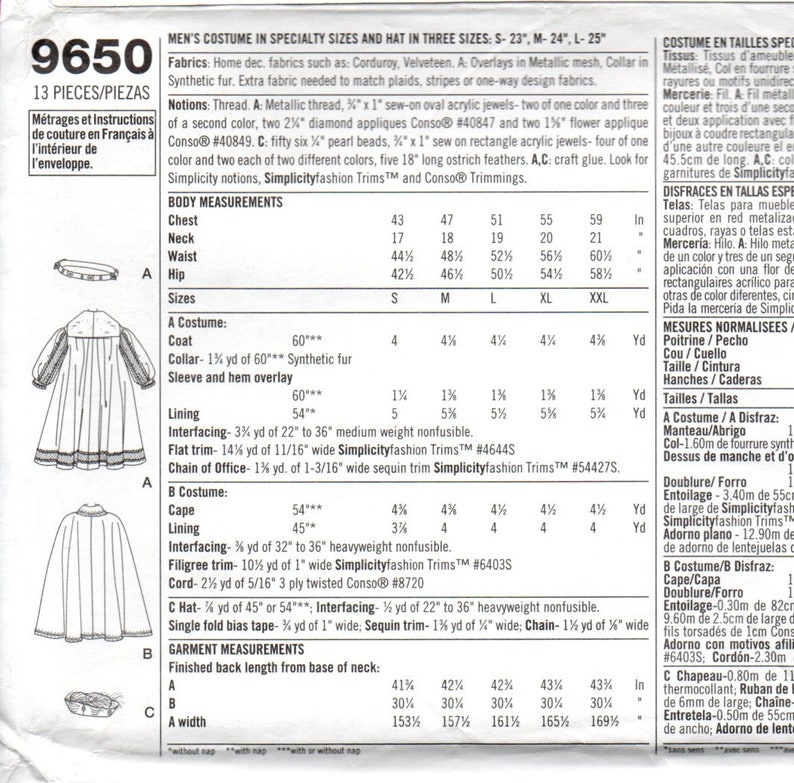 Simplicity 9650 King Henry VIII Coat Cape Hat Pattern Mens - Etsy