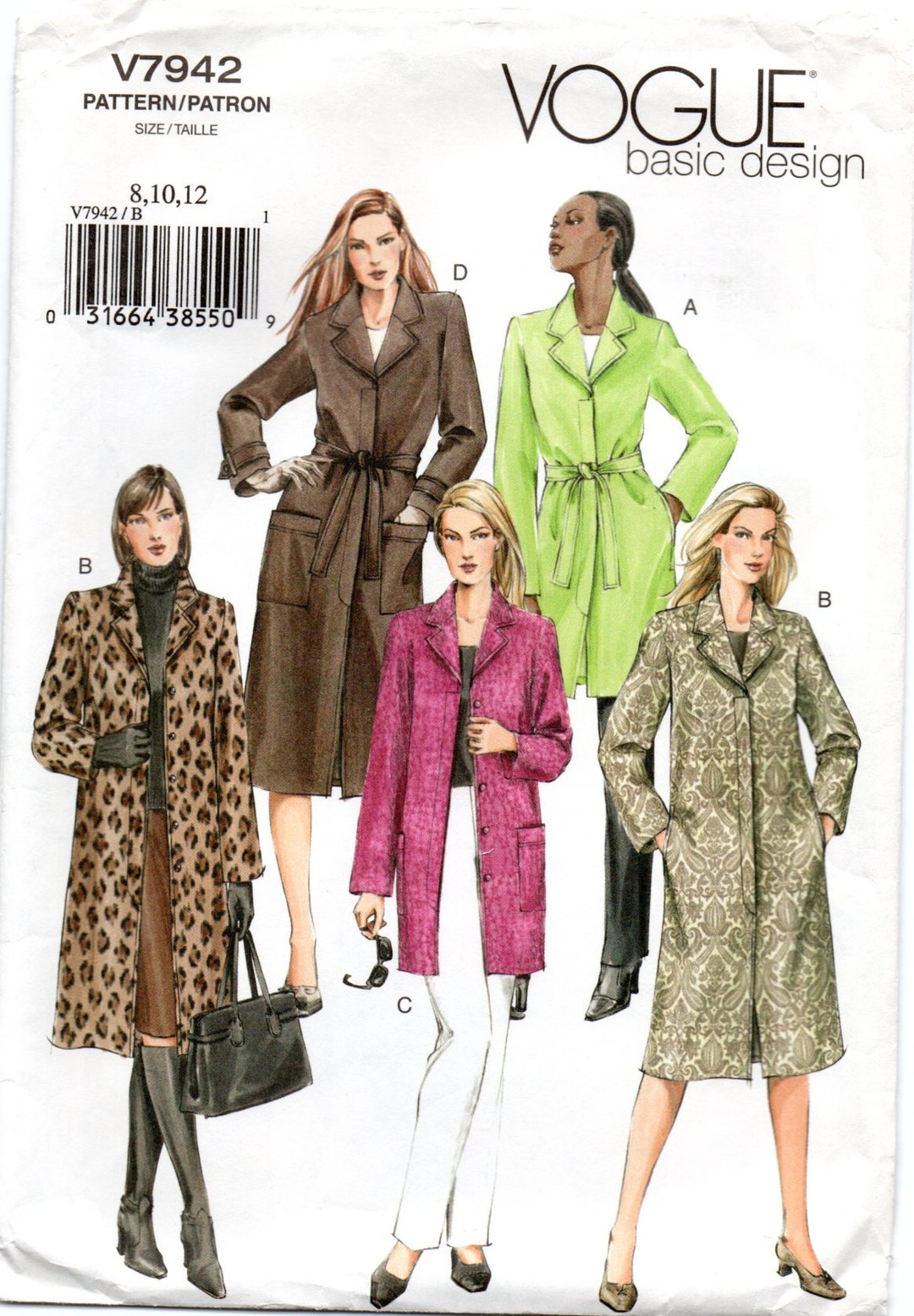 Vogue 7942 Fly Front Coat and Jacket Basic Design Pattern - Etsy