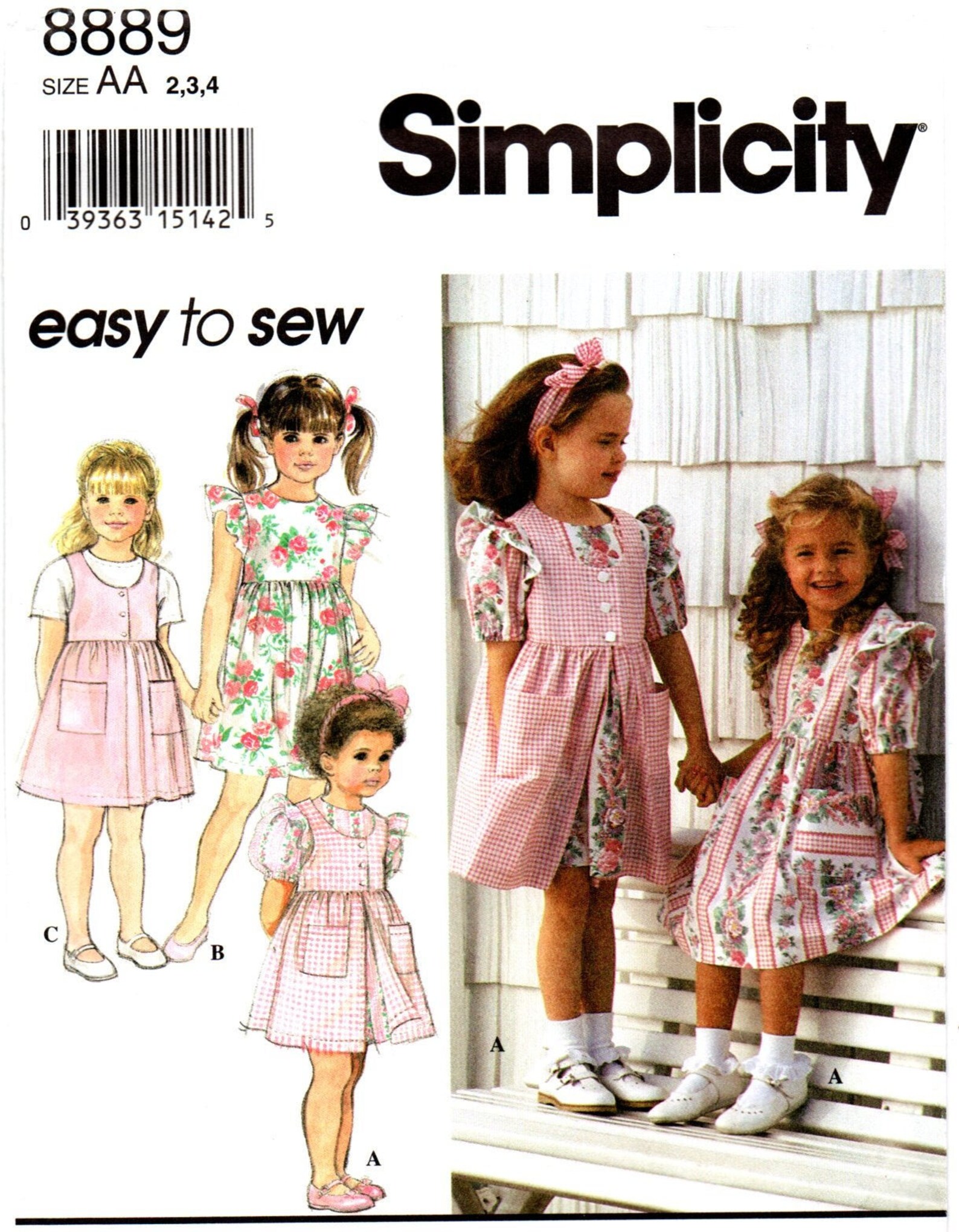 Simplicity 8889 Dress Pinafore and Jumper Pattern Girls Sizes - Etsy