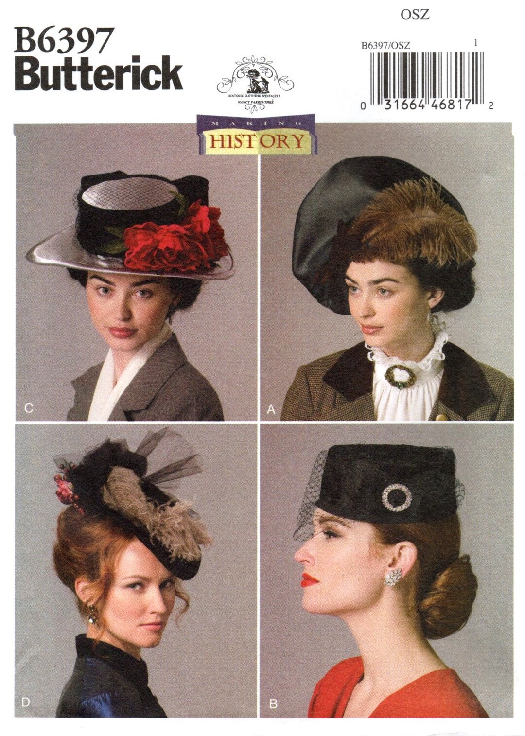 19th and 20th Century Hats Butterick 6397 Pattern Four Sizes - Etsy