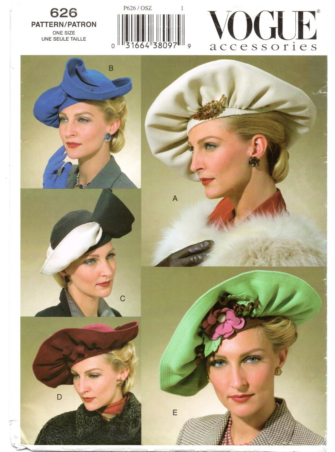 Vogue 7838 / 626 Pattern 1930's 1940's Hats - Etsy