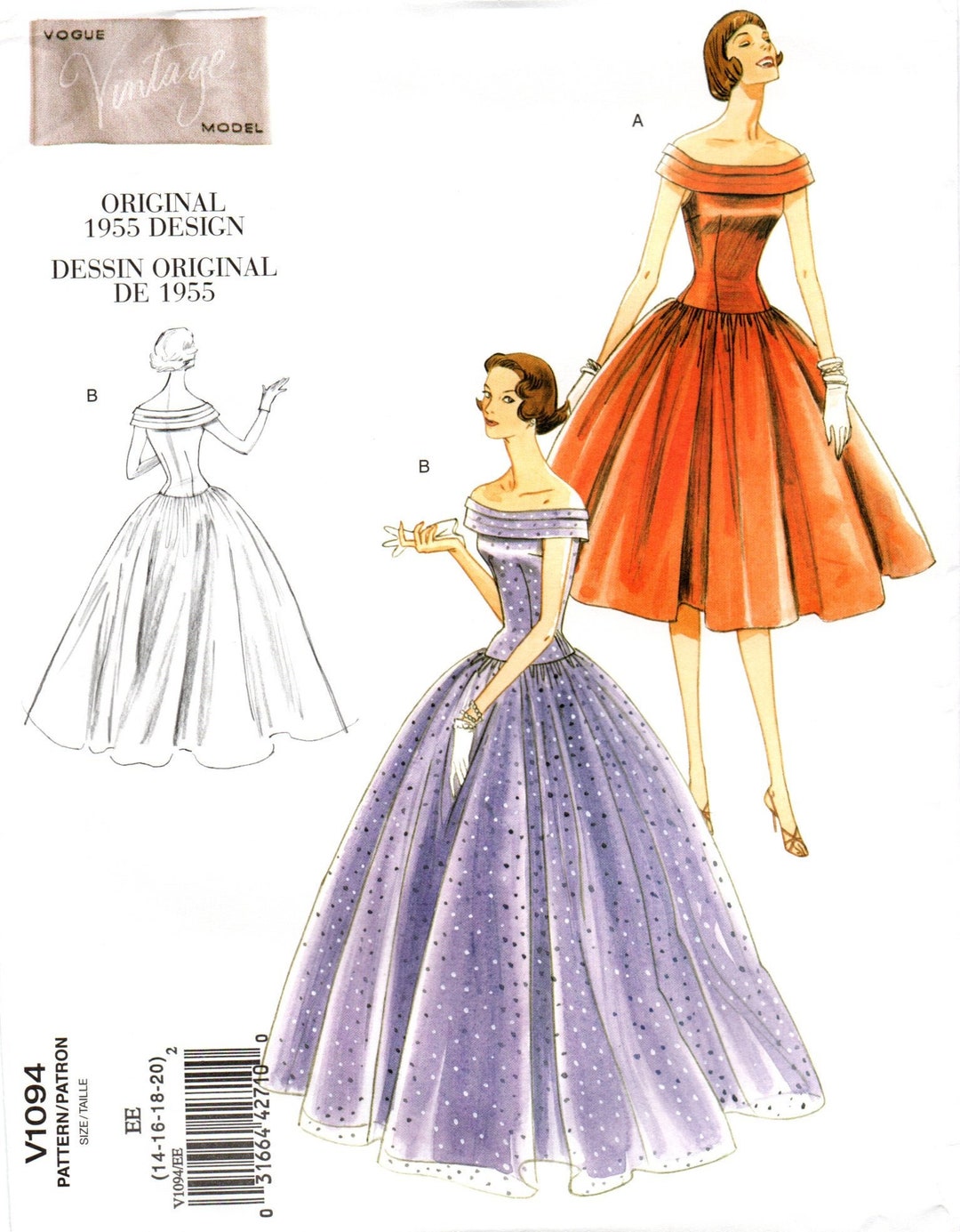 Vogue 1094 Vintage 1955 Model Formal Dress Gown Choose Size - Etsy