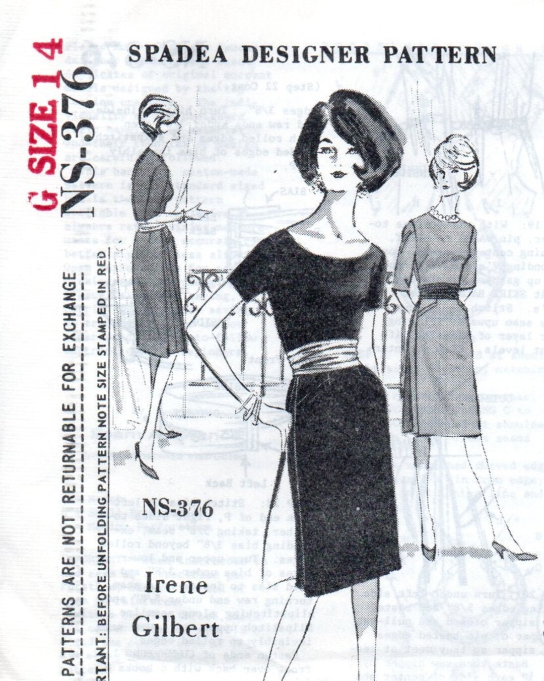 Irene Gilbert Spadea NS-376 Paneled Dress Pattern Bust 36.5 - Etsy UK