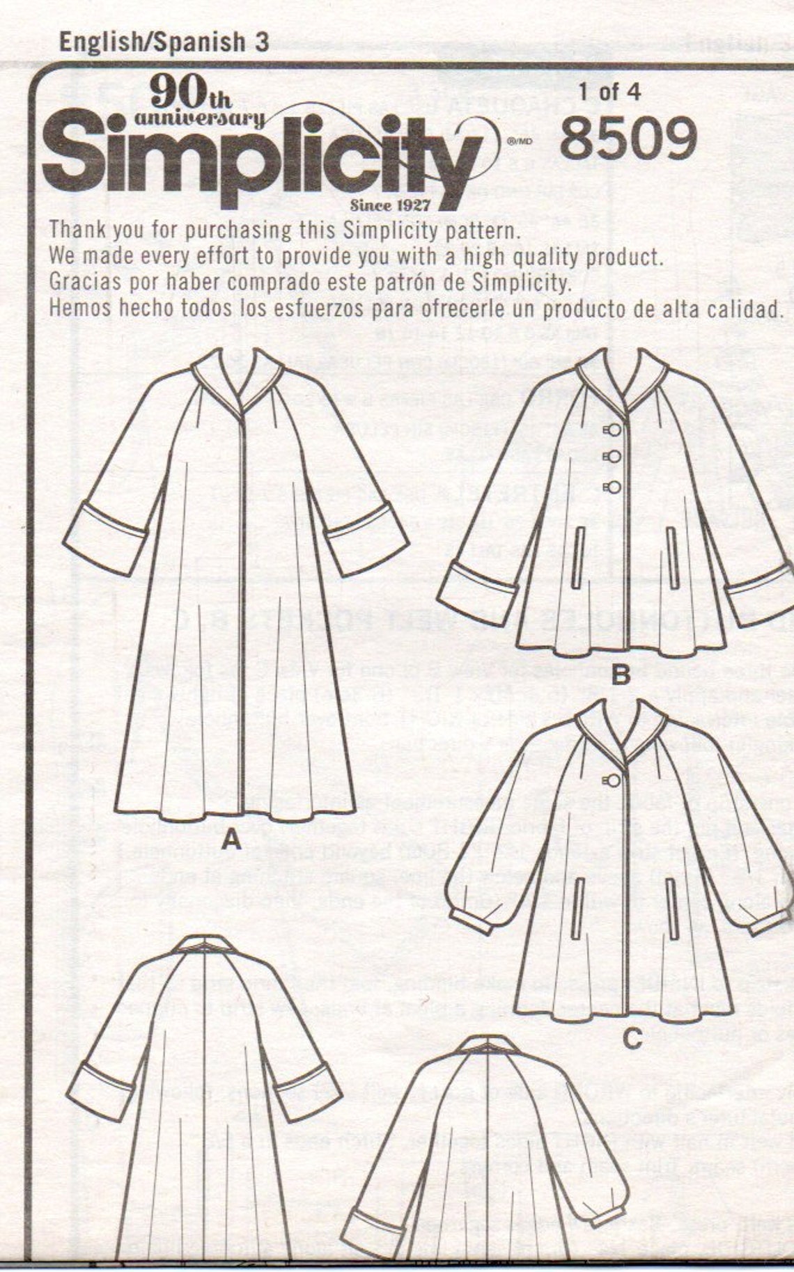 50's Style Swing Coat and Jacket Simplicity 8509 Reissue - Etsy