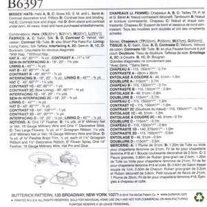 19th and 20th Century Hats Butterick 6397 Pattern Four Sizes - Etsy