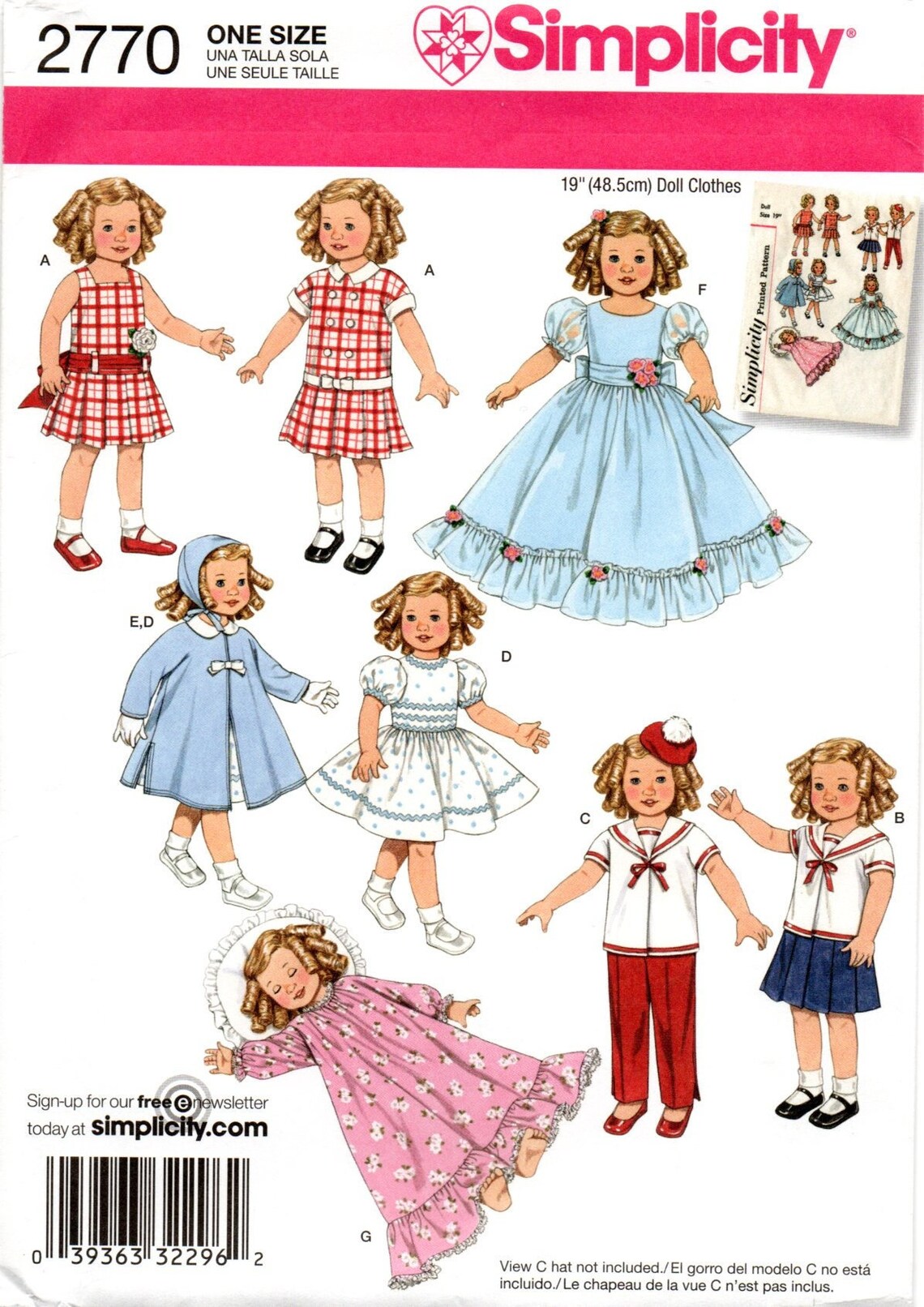 19 Inch Simplicity 2770 Shirley Temple Outfits Pattern Reissue - Etsy