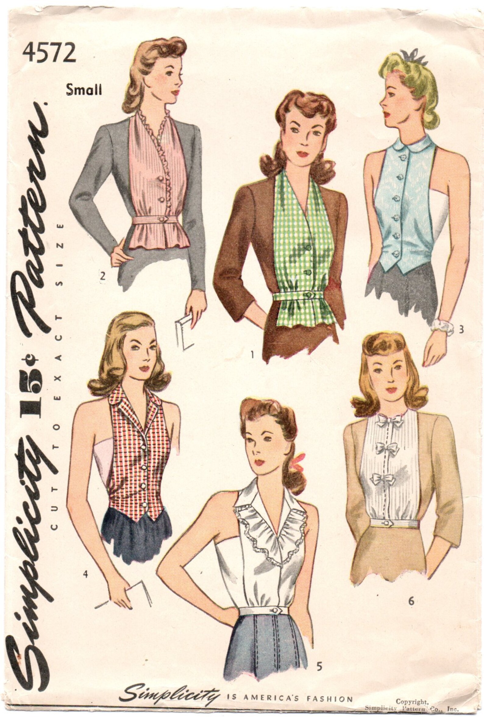 40's Vintage Simplicity 4527 Toppers Dickey Set Pattern | Etsy