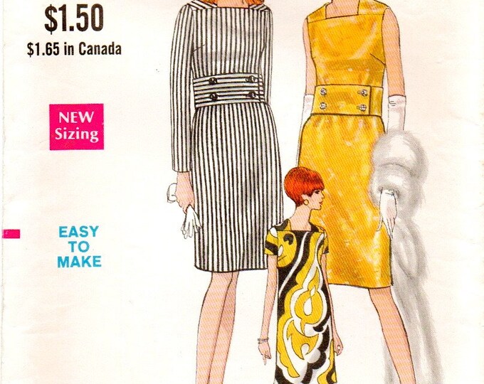 Mod 60's Vogue 7340 Straight Dress Pattern Bust 32.5 - Etsy