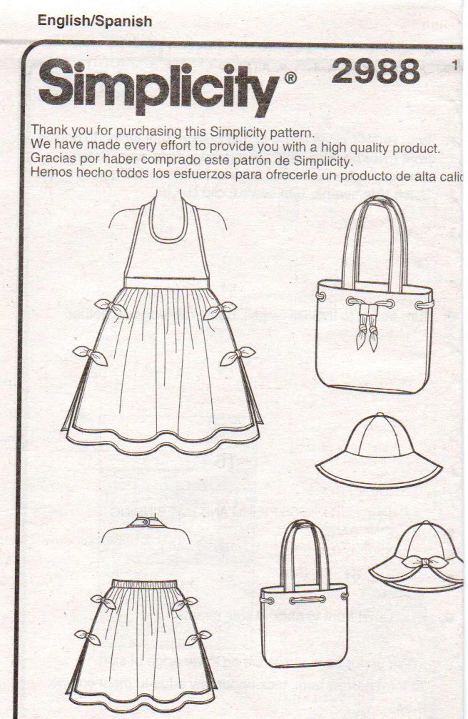 Daisy Kingdom Simplicity 2988 Girls Summer Dress Hat Tote | Etsy