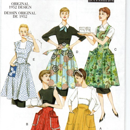 Vogue 8643 Full and Half Aprons Pattern 1952 Retro Vintage - Etsy