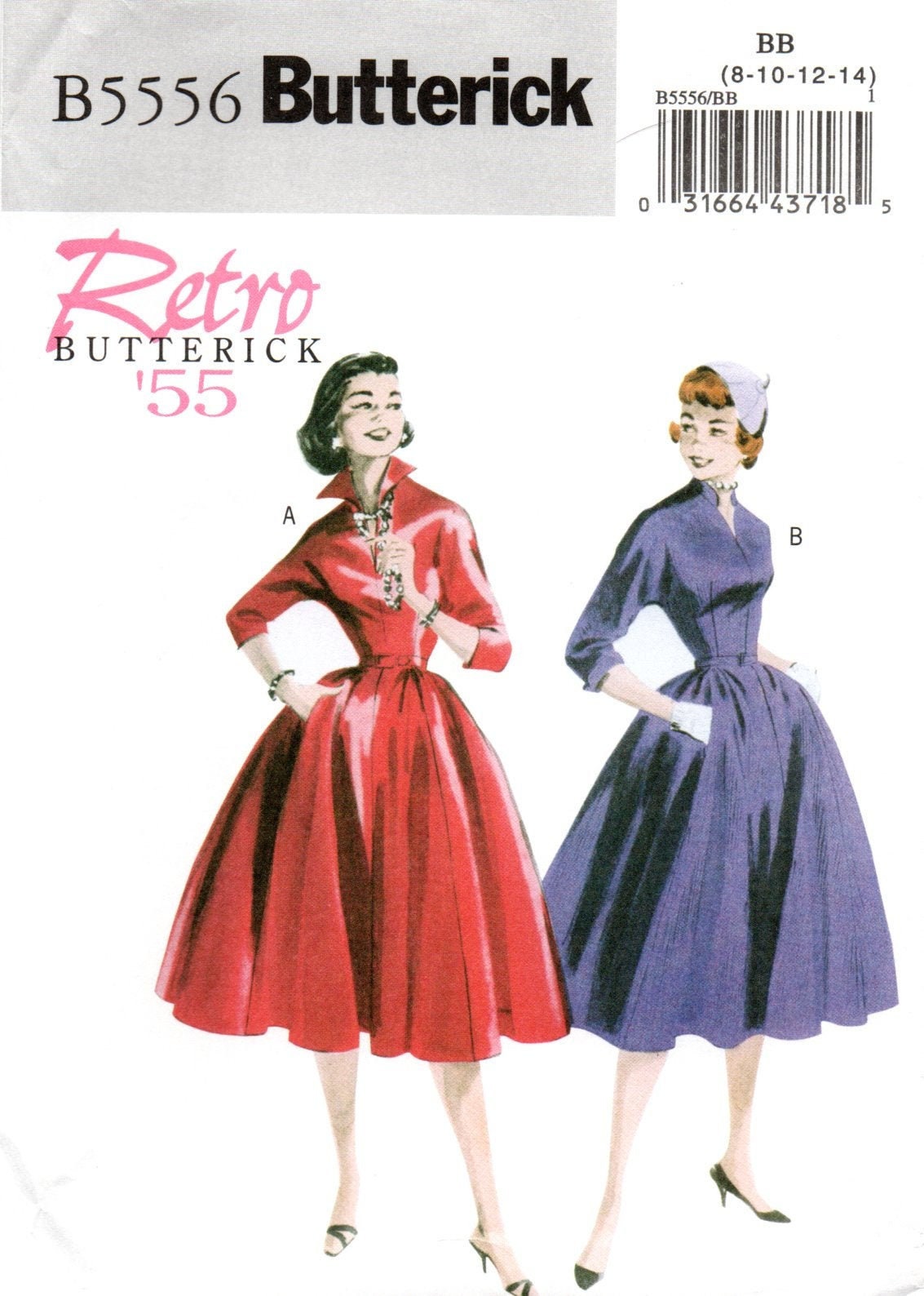 Butterick 5556 Retro 55 Lush Full Skirt Dress Pattern Choose - Etsy
