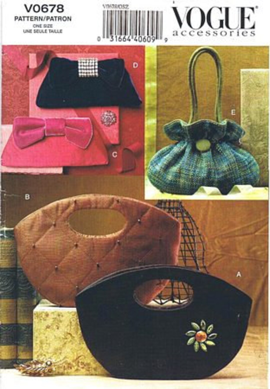 Vogue 8174 / 0678 Evening Bags and Purses Pattern Three Styles With ...