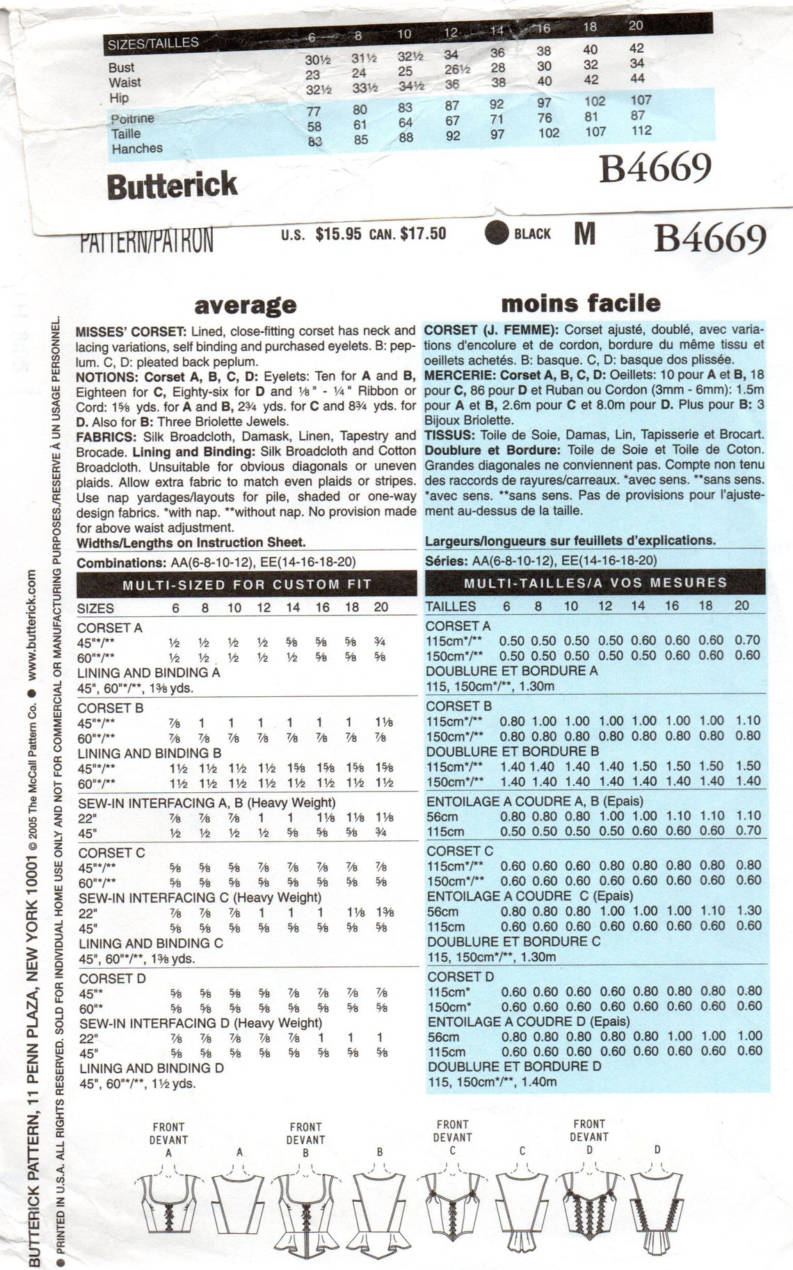 Butterick 4669 Renaissance Laced Corsets Making History - Etsy