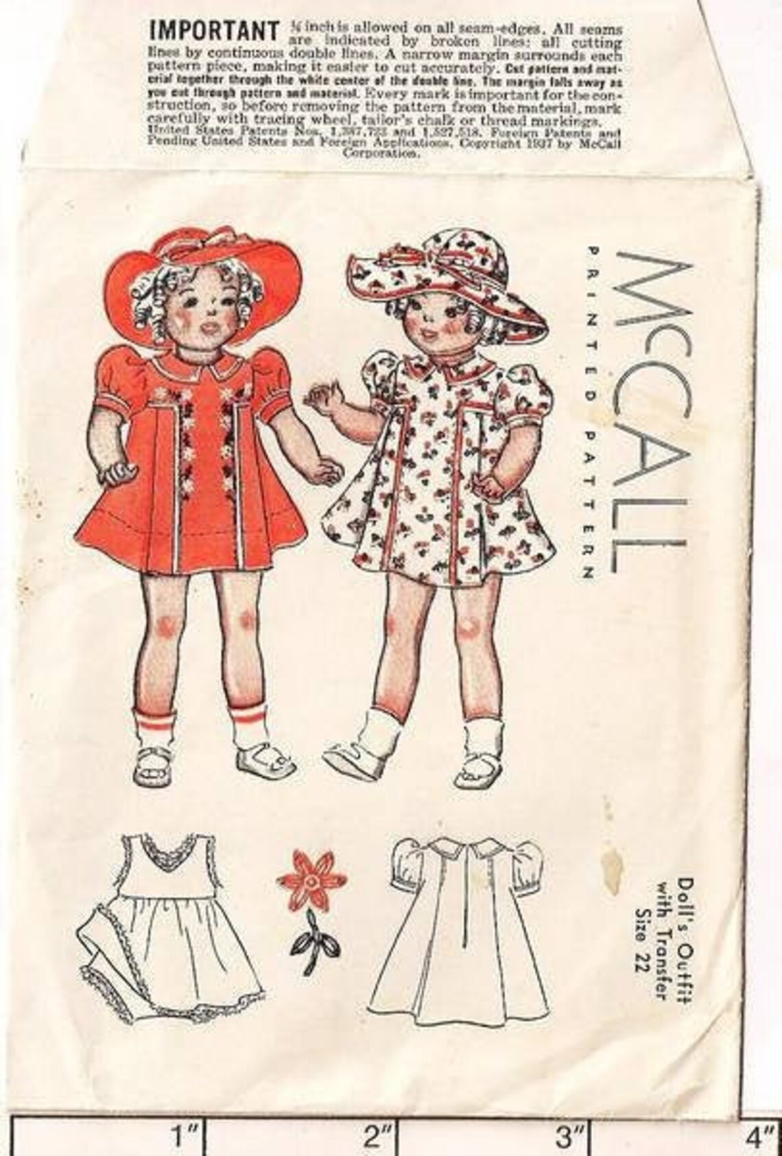 1930's Mccall 22 Inch Dolls Clothes Pattern Small 5 | Etsy