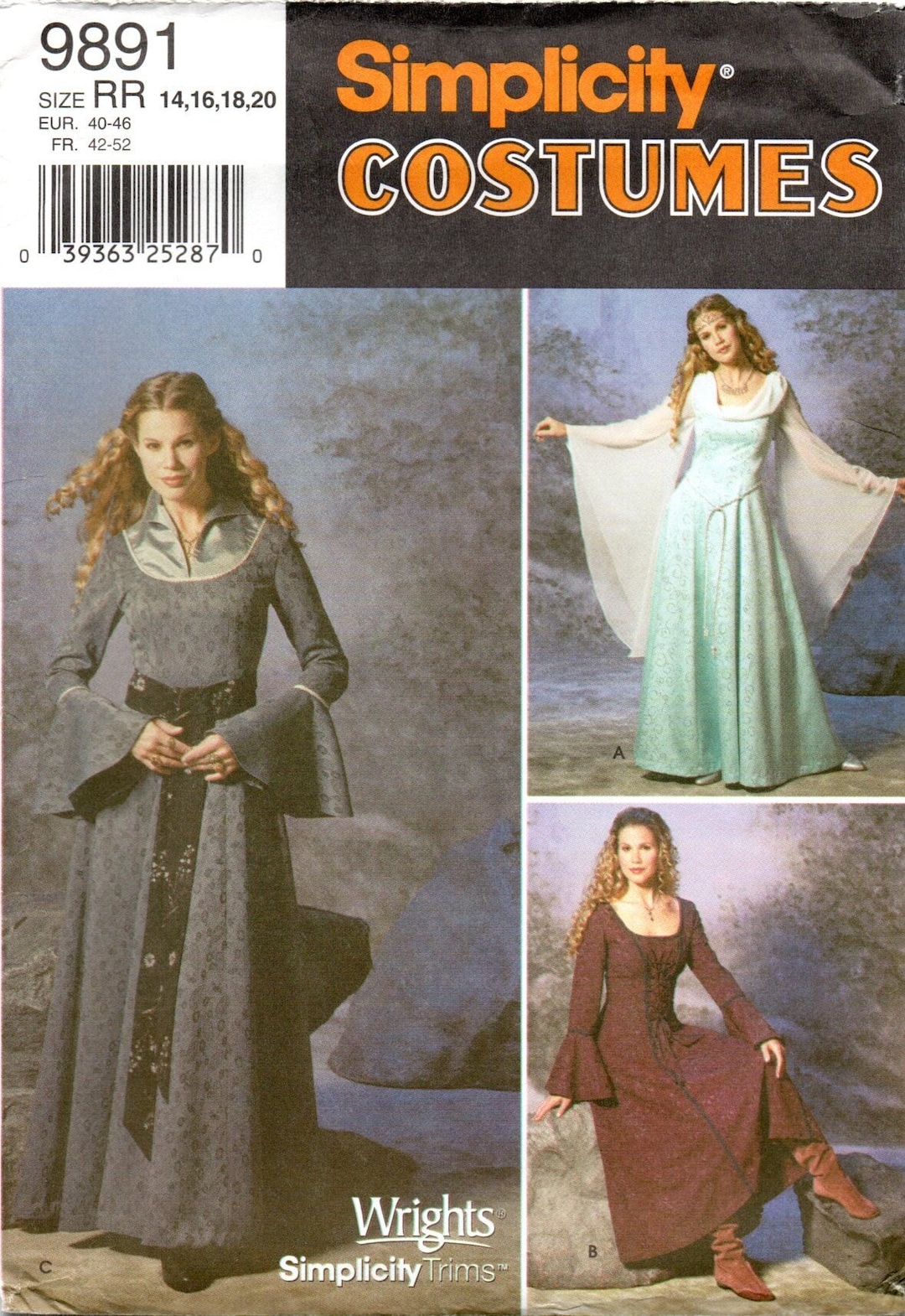 Simplicity 9891 Size 14-20 Camelot Medieval Gown With Trumpet or Angel ...