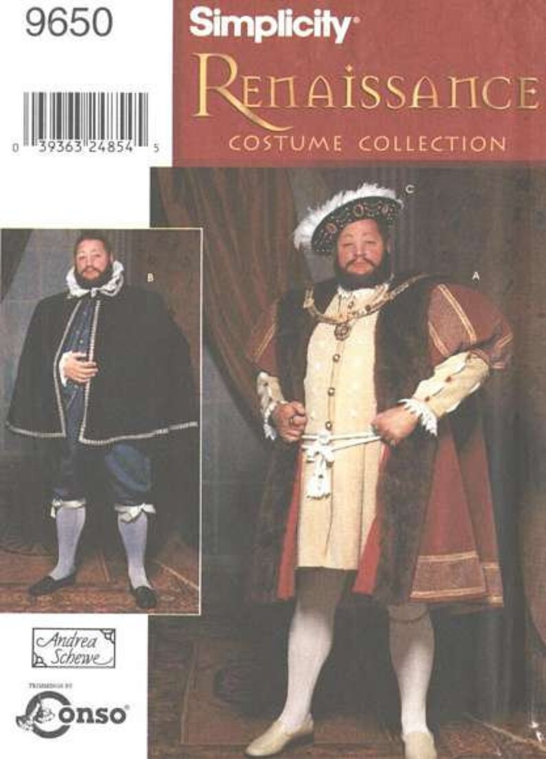 Simplicity 9650 King Henry VIII Coat Cape Hat Pattern Mens - Etsy