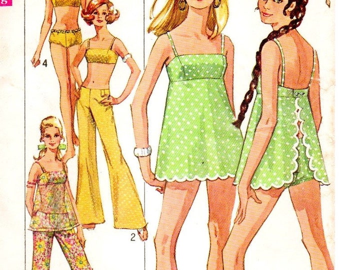 1960's Baby Doll Bathing Suit, Hip Huggers Simplicity 8199 Pattern Bust ...