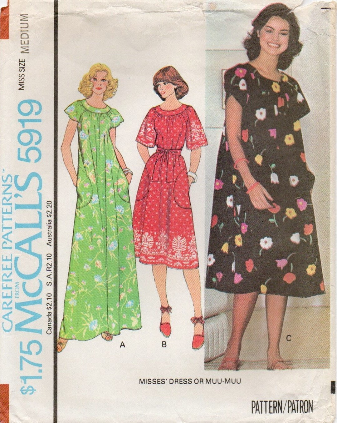 1970's Rounded Yoke Muu-muu Dress Pattern Med Bust 36-38 - Etsy