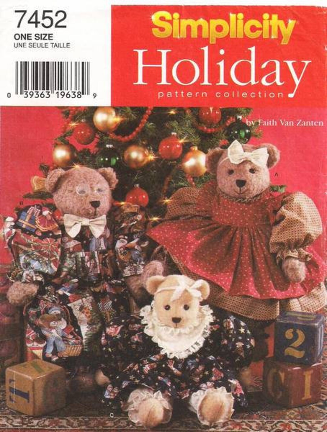 Simplicity 7452 Holiday Bears and Removable Clothes Christmas Pattern ...