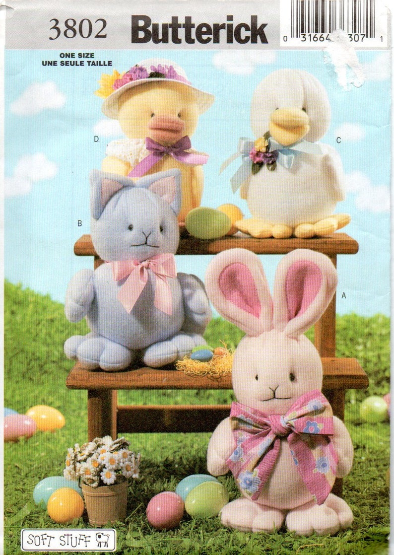 Butterick 3802 Springtime Friends Soft Stuff Plush Kitten - Etsy