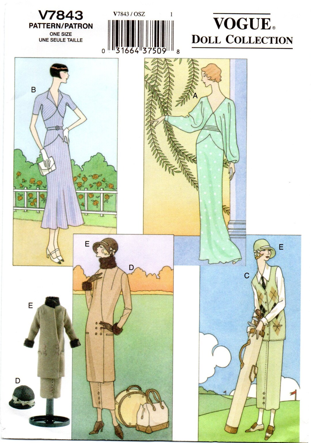 Vogue 7843 Fashion Doll Barbie Wardrobe Pattern 1920s and 1930s Styles ...