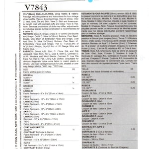 Vogue 7843 Fashion Doll Barbie Wardrobe Pattern 1920s and 1930s Styles ...