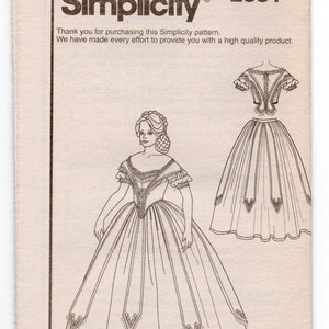 Simplicity 2881 Civil War Ball Dress Gown Misses Pattern Choose Size - Etsy