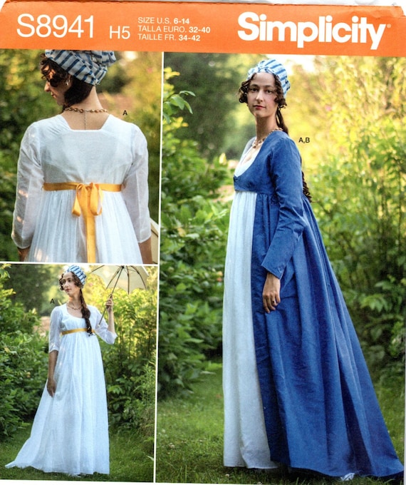 Jane Austen Style Empire Regency Gown Robe Simplicity 8941 - Etsy