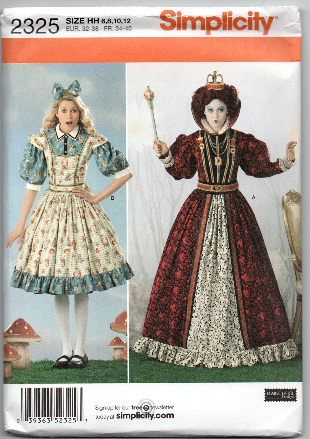 Simplicity 2325 Alice in Wonderland, Queen of Hearts Adult Costume ...