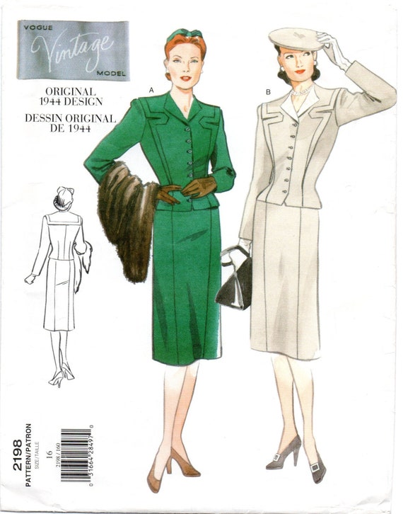 1944 WWII Era Reissue Original Vogue Design 2198 Pattern Top | Etsy