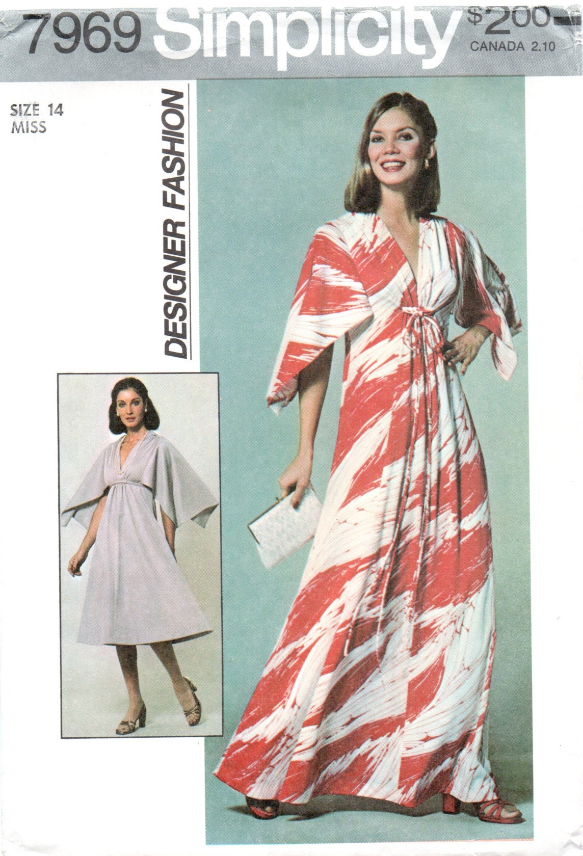 Angel Sleeve Dress Gown 70's Simplicity 7969 Pattern Bust - Etsy