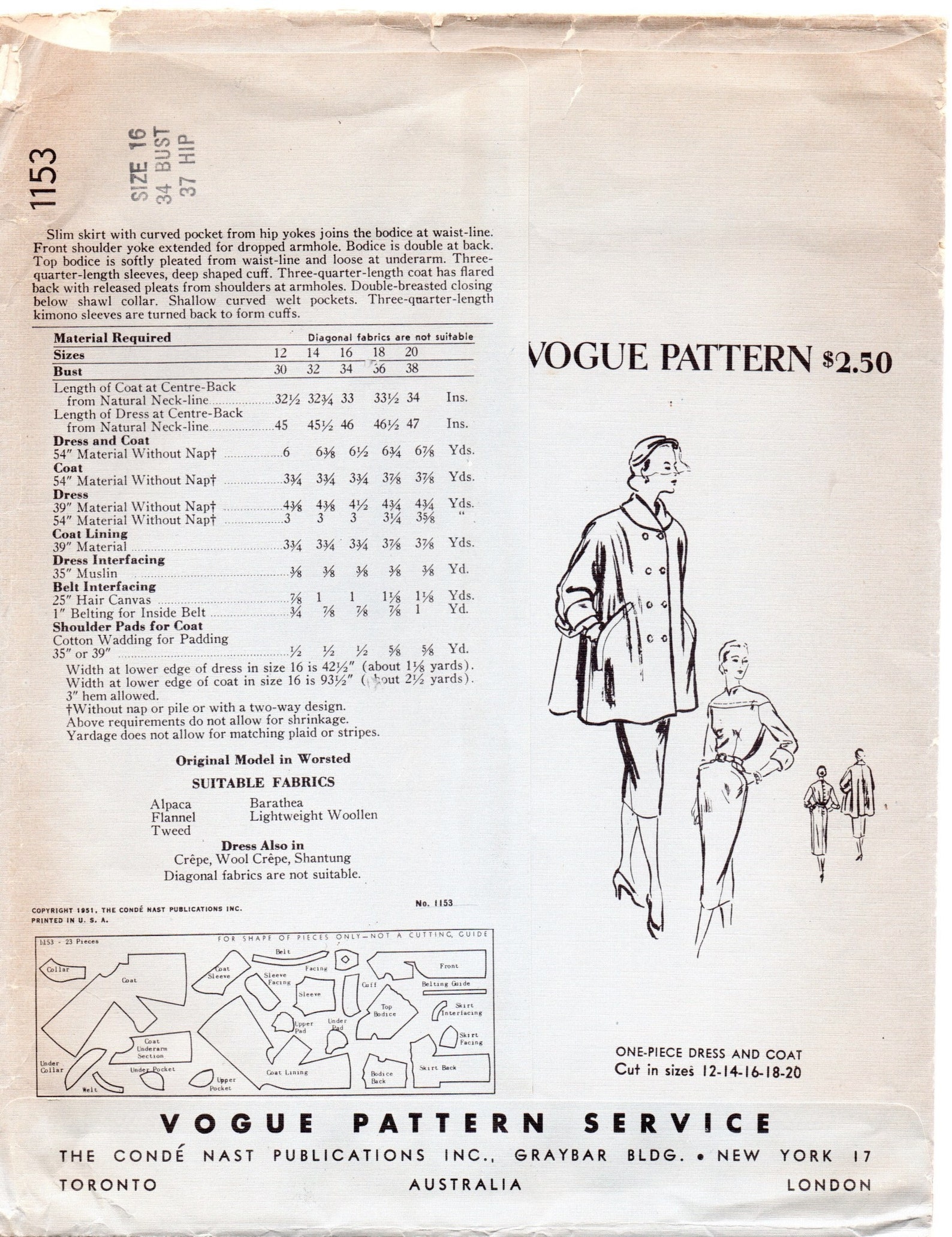 Jacques Heim 1950's Vogue 1153 Paris Original Double Breasted Flared ...