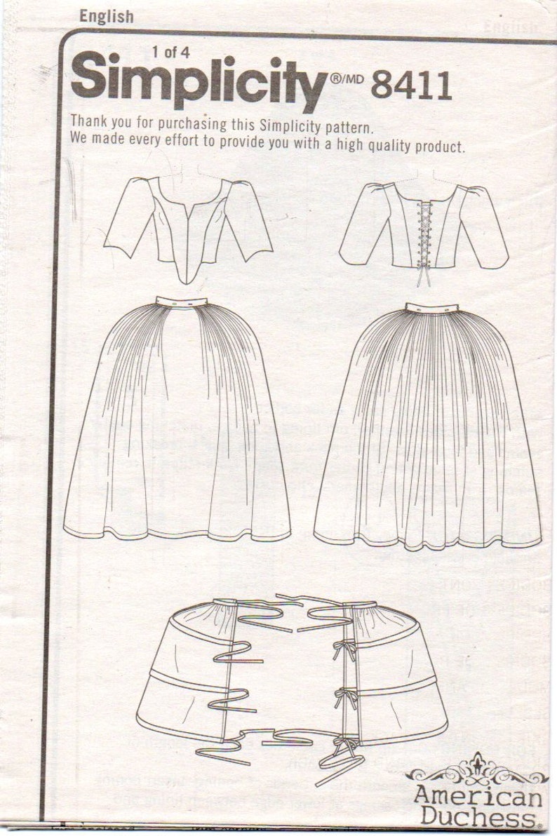 18th Century Gown and Panniers Simplicity 8411 Costume Pattern Choose ...
