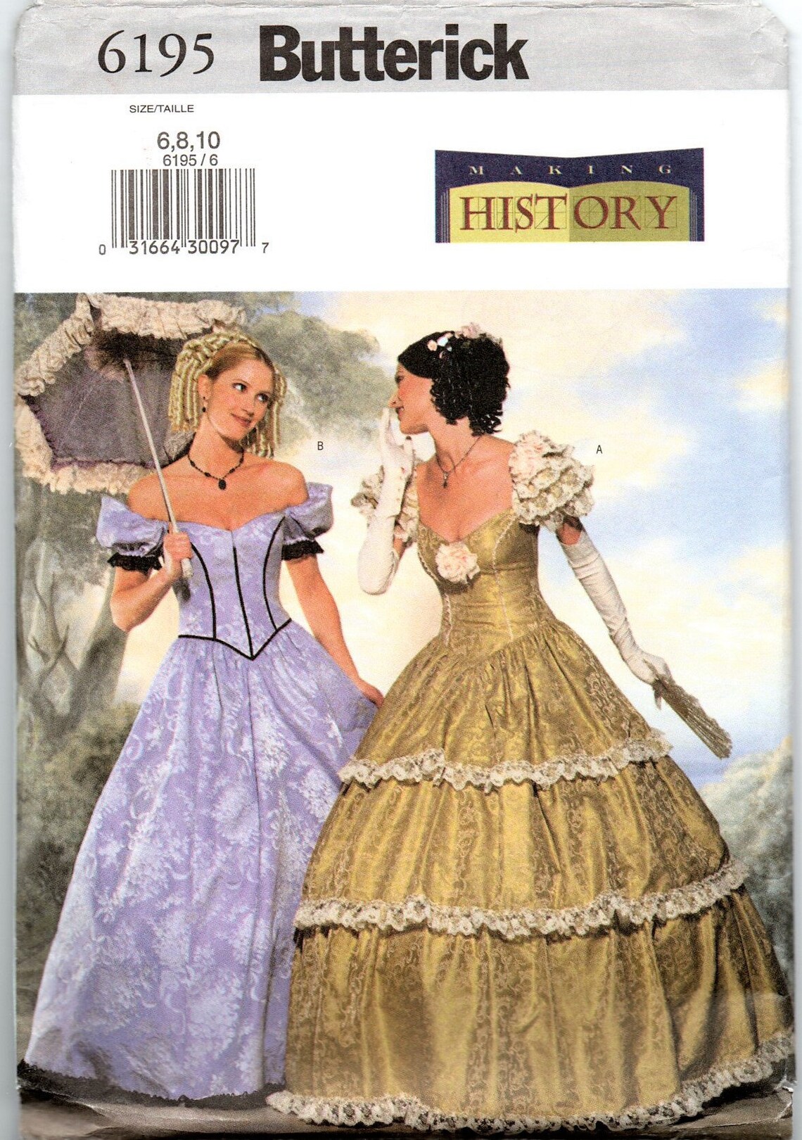 Butterick 6195 History Pattern Southern Belle Gown Choose Size - Etsy