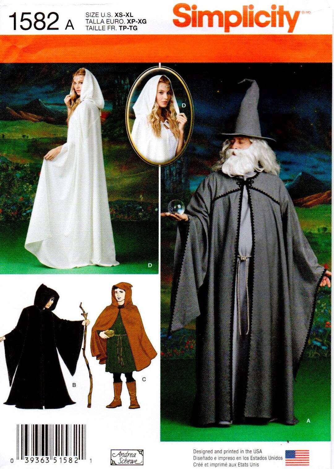 Misses, Men's, and Teen's Hooded Cape and Hat Simplicity Pattern 1582 ...