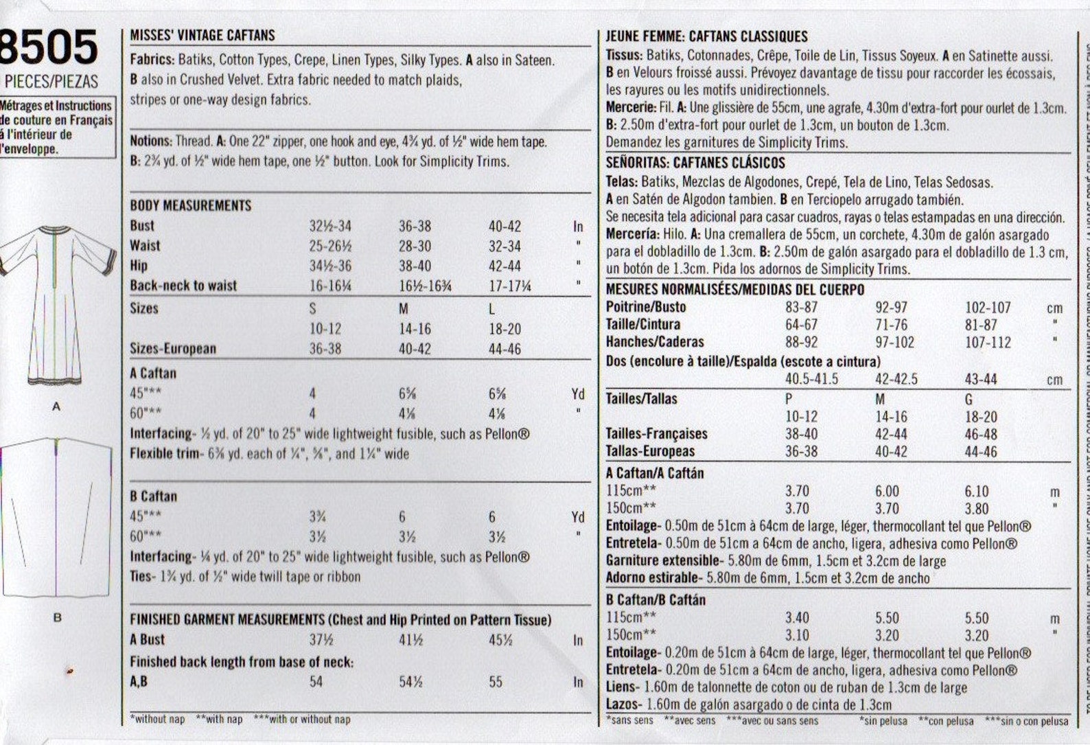 1970's Vintage Caftan Reissued Simplicity 8505 Pattern - Etsy