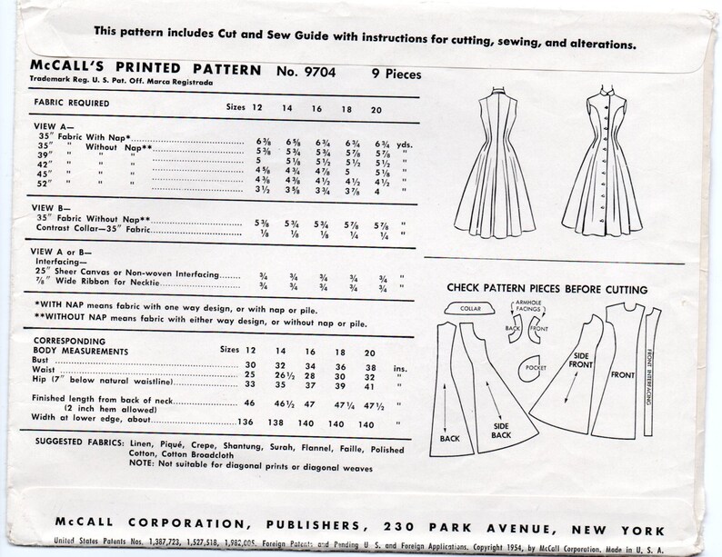 50's Mccall's 9704 Button Front Princess Seam - Etsy