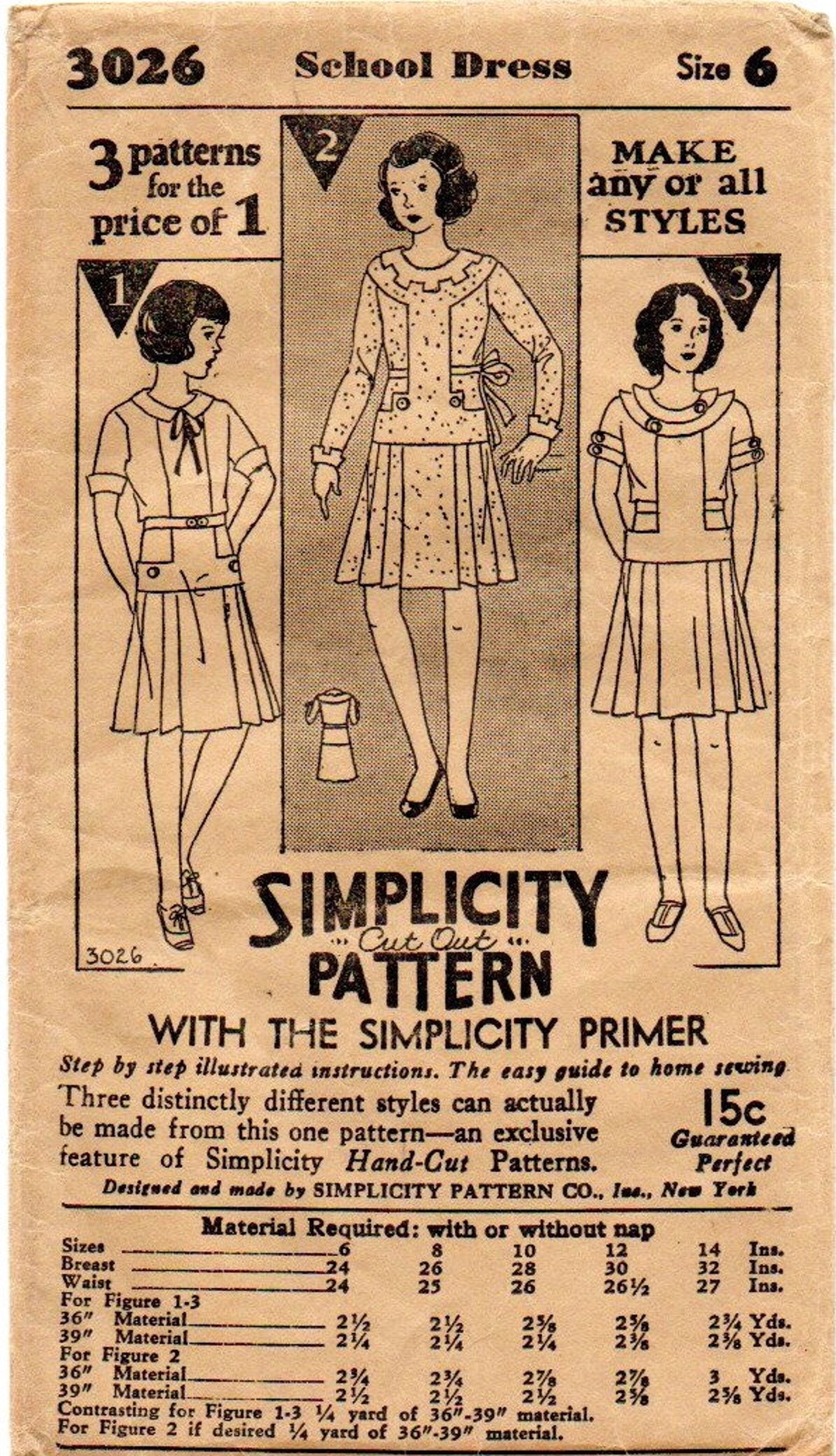 Vintage 1920's Simplicity 3026 Girls' School Dress Pattern Size - Etsy