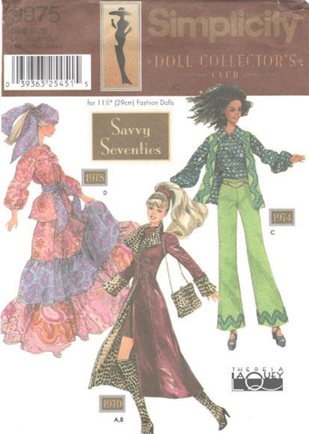 Simplicity 9975 Savvy Seventies Doll Collector's Club Pattern Barbie ...