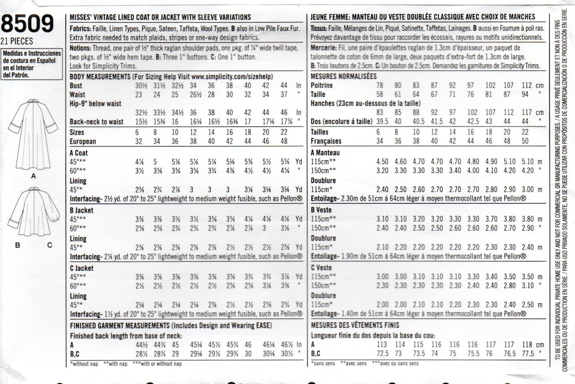 50's Style Swing Coat and Jacket Simplicity 8509 Reissue - Etsy