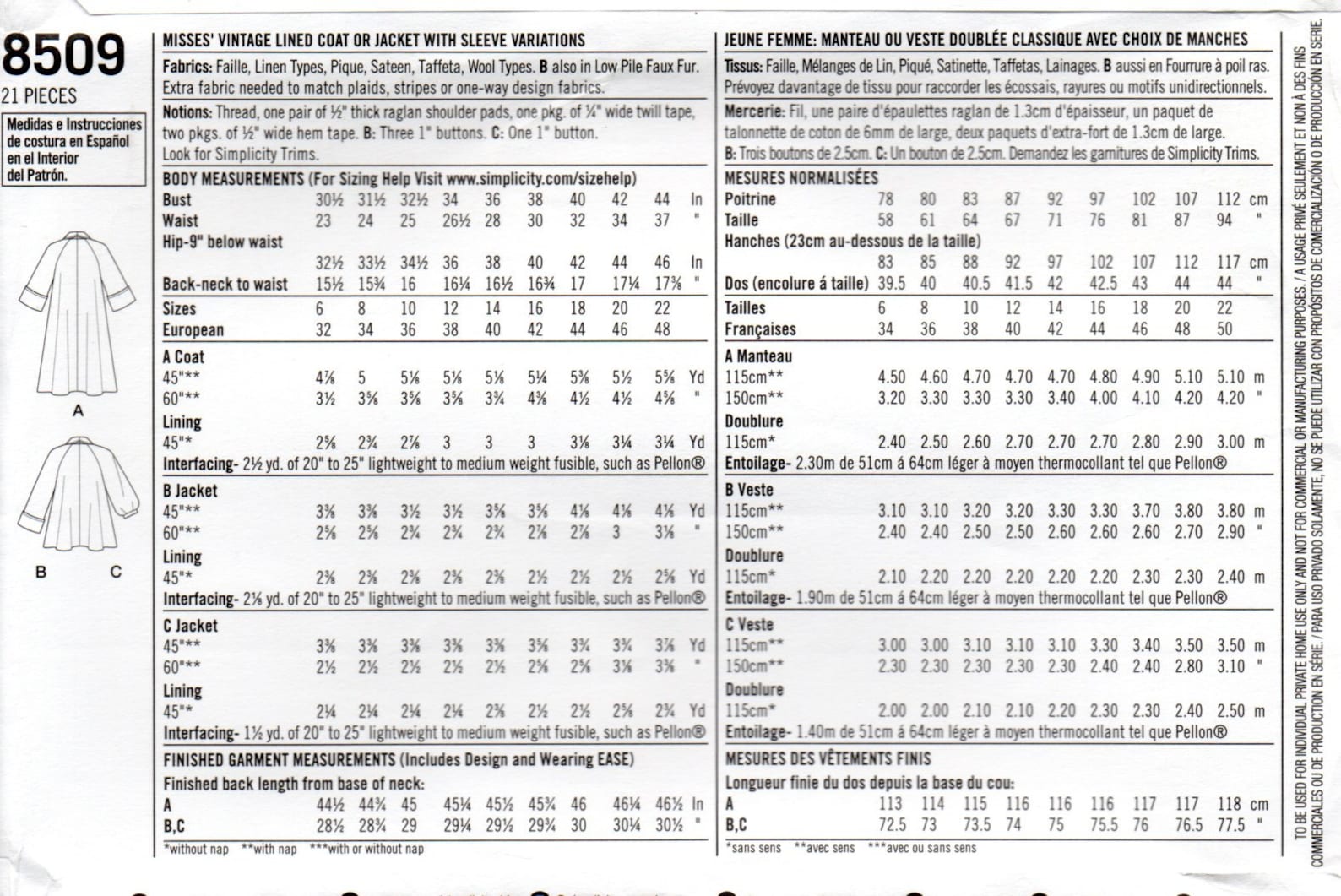 50's Style Swing Coat and Jacket Simplicity 8509 Reissue - Etsy