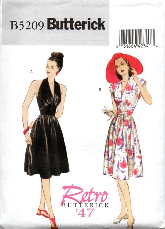 Butterick 5209 Retro '47 Halter or Cap Sleeve Dress - Etsy